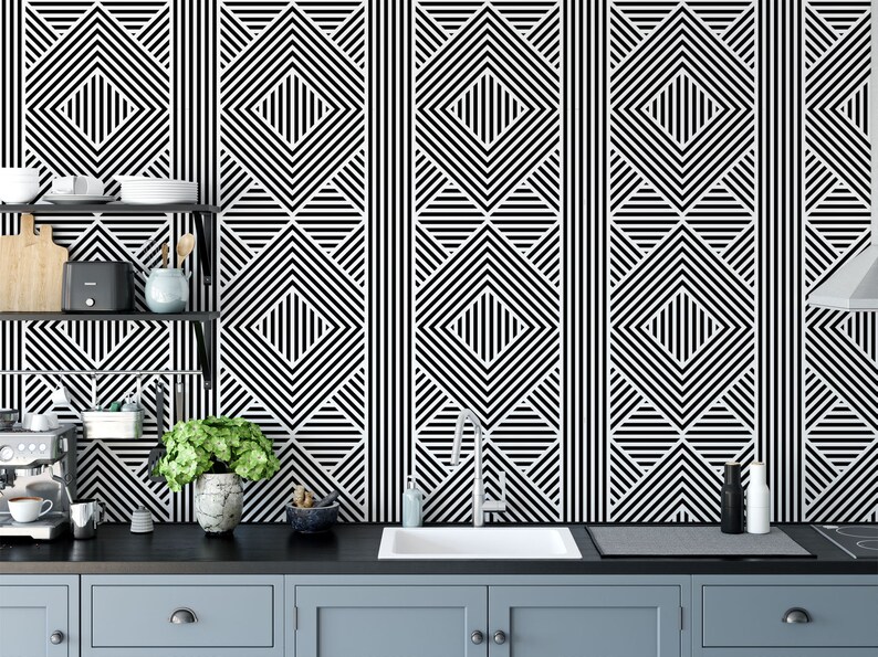 Geometric Wallpaper. Removable Wallpaper. Modern Wallpaper. | Etsy