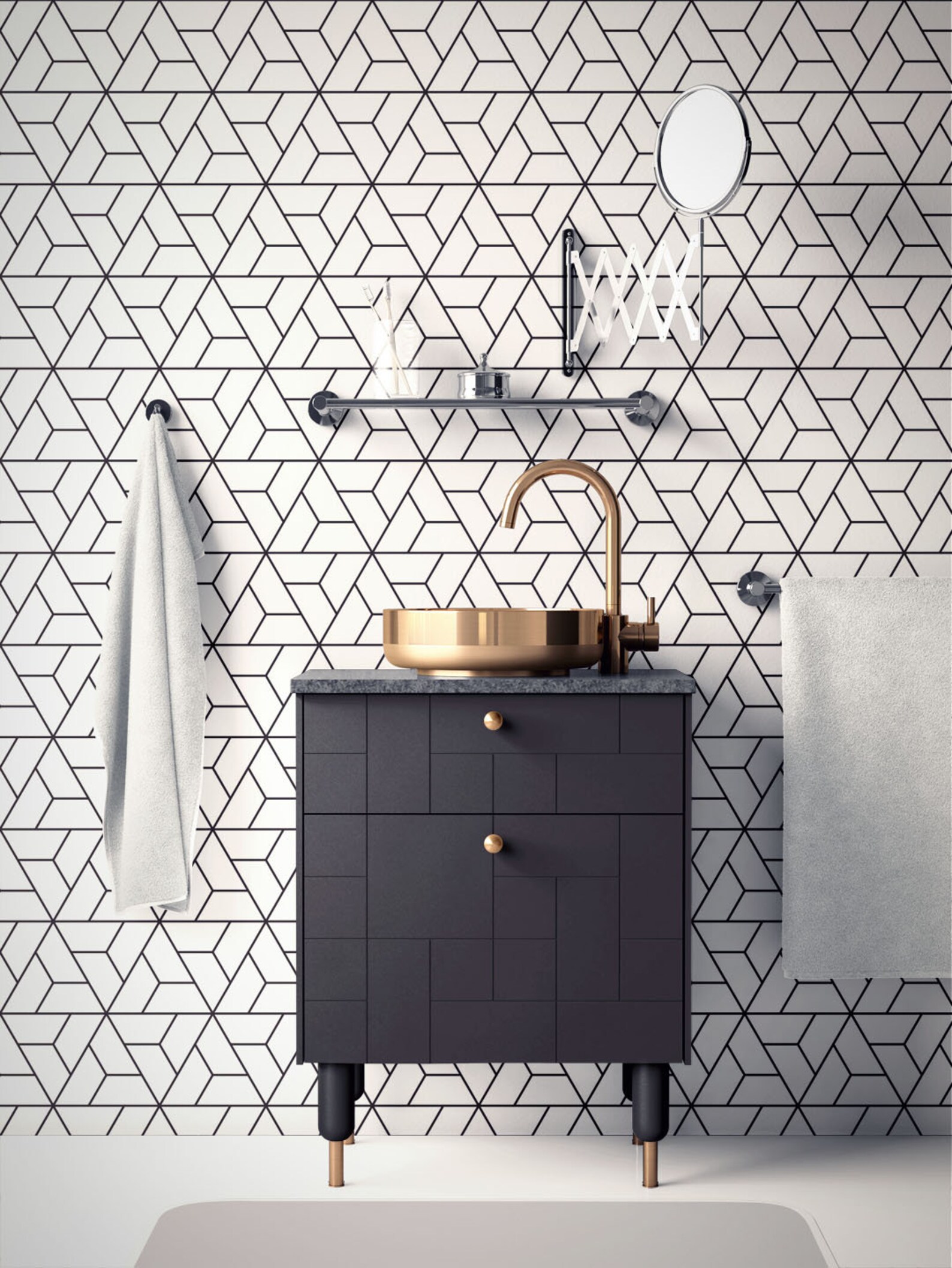 Geometric Wallpaper. Removable Wallpaper. Modern Wallpaper. - Etsy