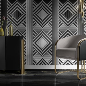 Geometric Wallpaper. Removable Wallpaper. Modern Wallpaper. Bathroom ...