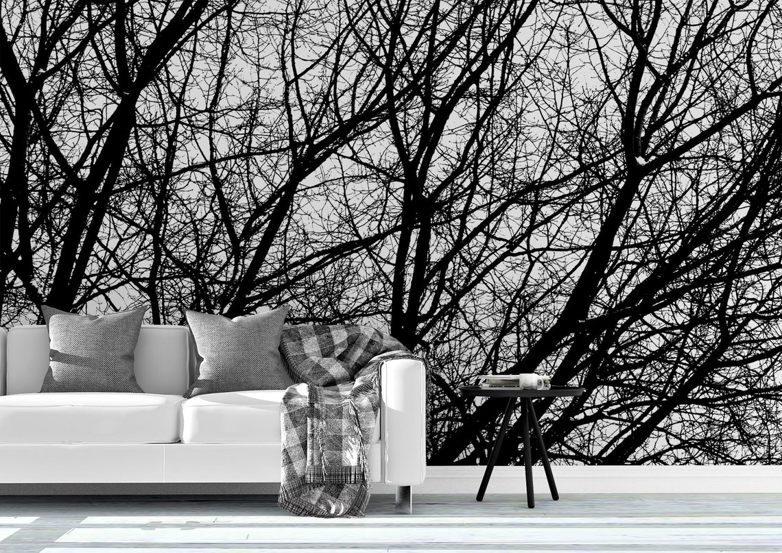 Silhouette Tree Wall Mural. Self-adhesive Removable Wallpaper. | Etsy