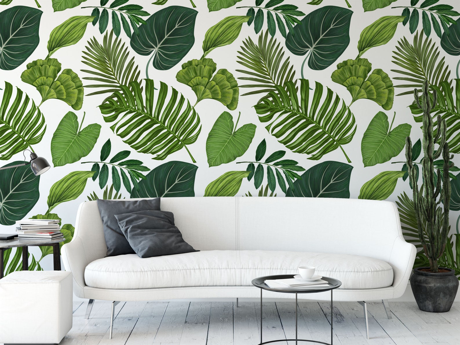 Tropical Removable Wallpaper. Palm Leaves Wallpaper. Modern | Etsy