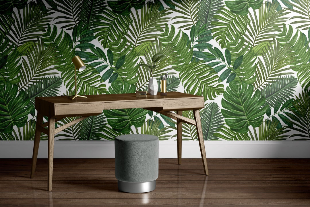 Tropical Removable Wallpaper. Palm Leaves Wallpaper. Modern Wallpaper ...