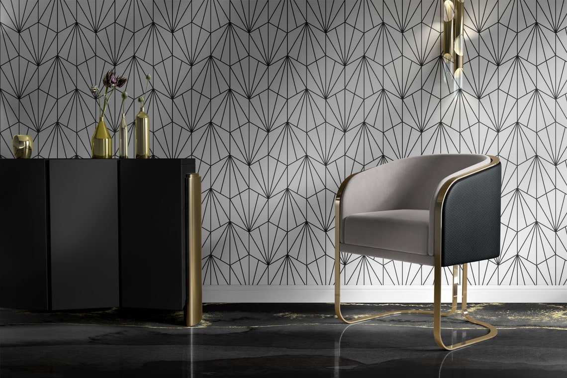 Art Deco Wallpaper Geometric Wallpaper. Removable Wallpaper. - Etsy