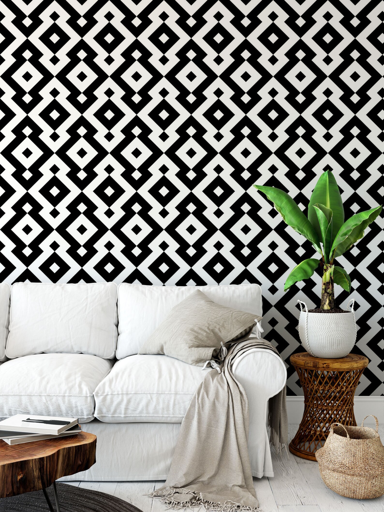Geometric Wallpaper. Removable Wallpaper. Modern Wallpaper. - Etsy