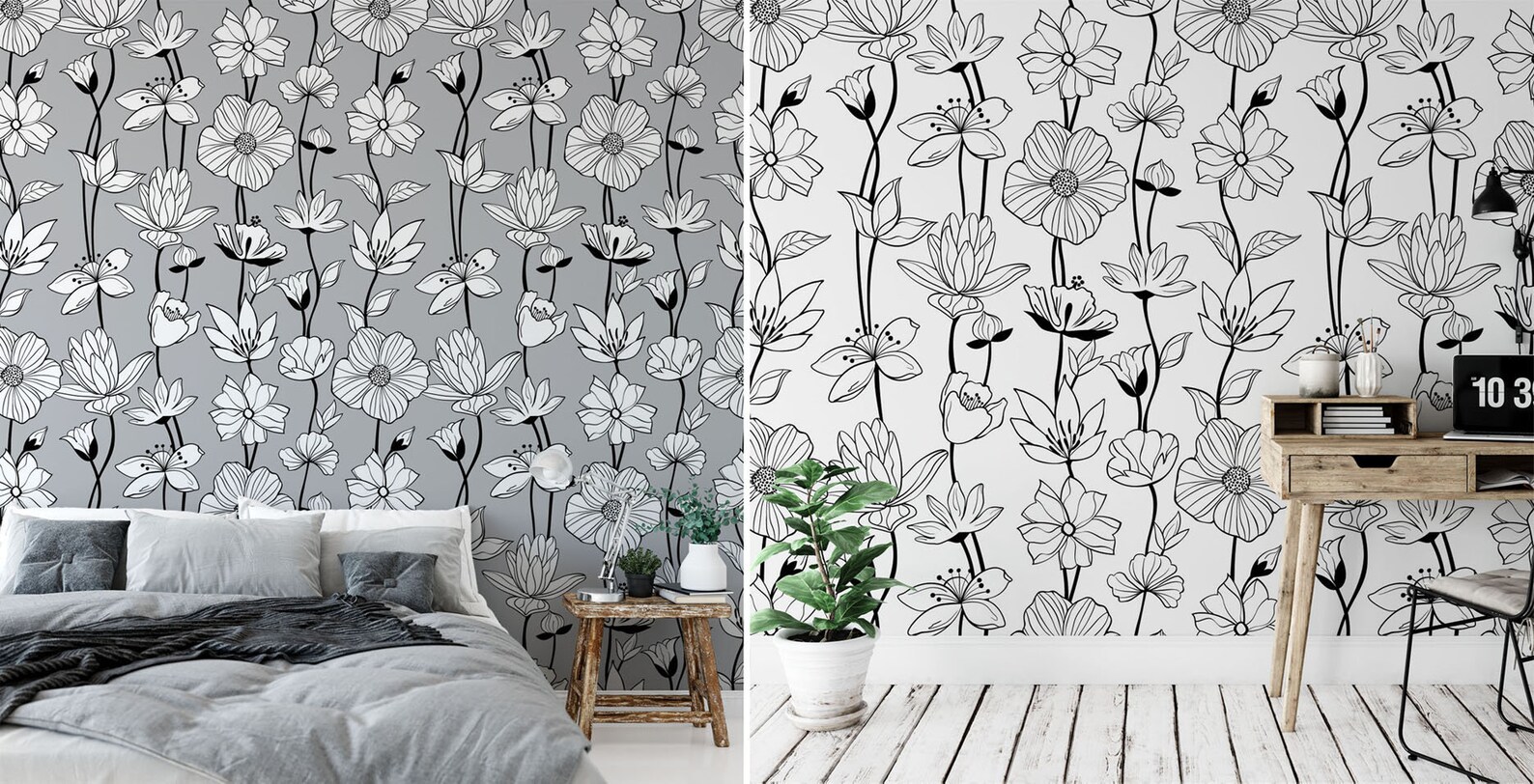 Flower Wallpaper. Self-adhesive Removable Wallpaper. Floral | Etsy