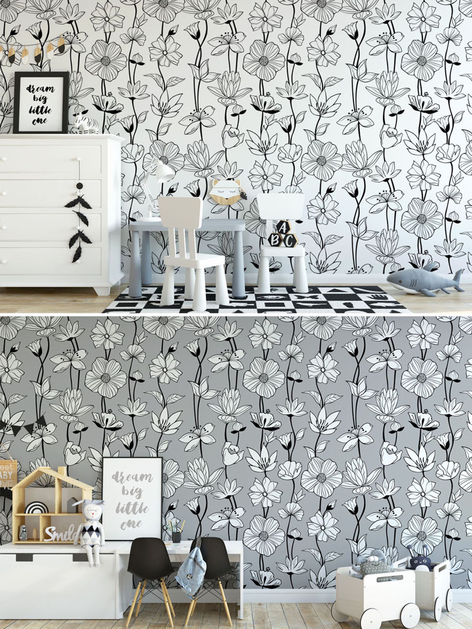 Flower Wallpaper. Self-adhesive Removable Wallpaper. Floral | Etsy