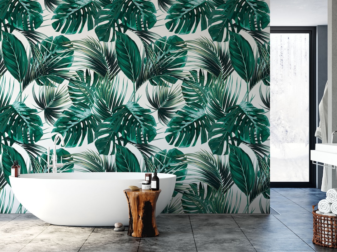 Tropical Removable Wallpaper. Palm Leaves Wallpaper. Modern Wallpaper ...