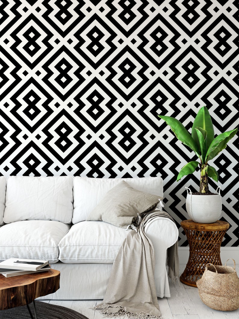 Geometric Wallpaper. Removable Wallpaper. Modern Wallpaper. - Etsy