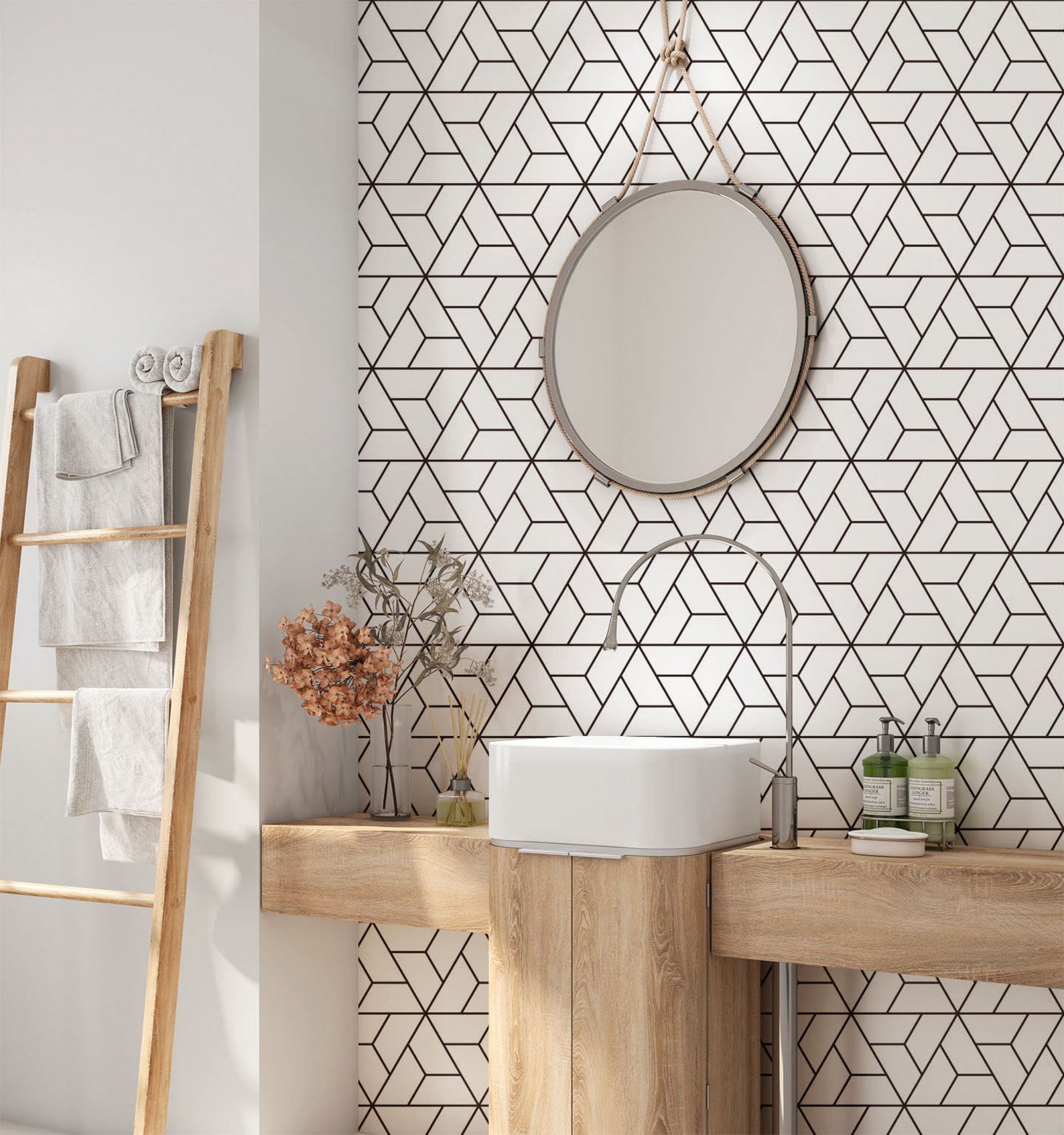 Geometric Wallpaper. Removable Wallpaper. Modern Wallpaper. - Etsy