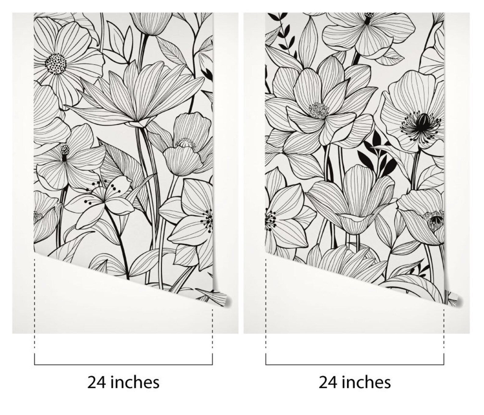 Flower Wallpaper. Self-adhesive Removable Wallpaper. Floral Mural ...