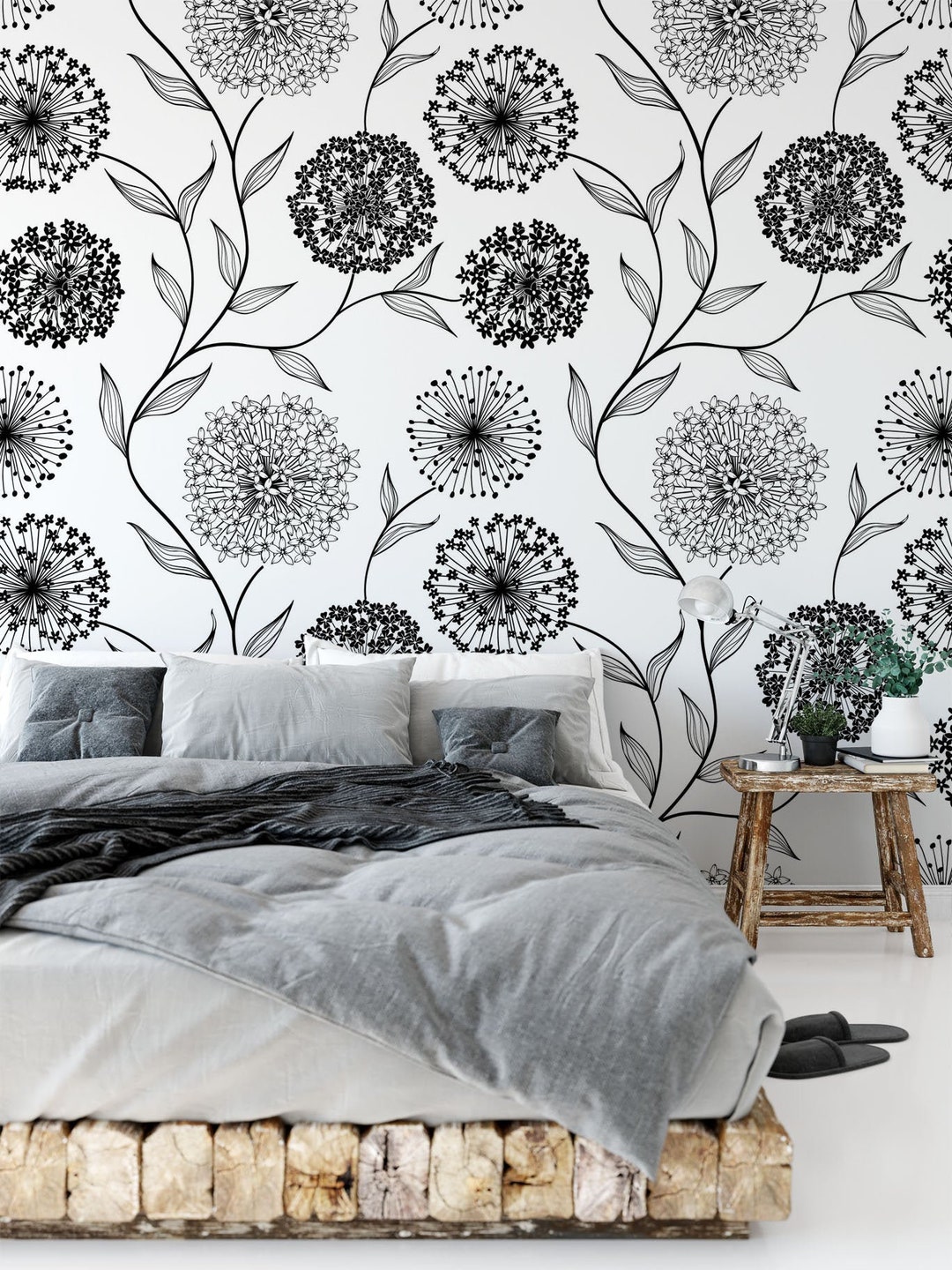 Flower Wallpaper. Self-adhesive Removable Wallpaper. Floral Mural ...