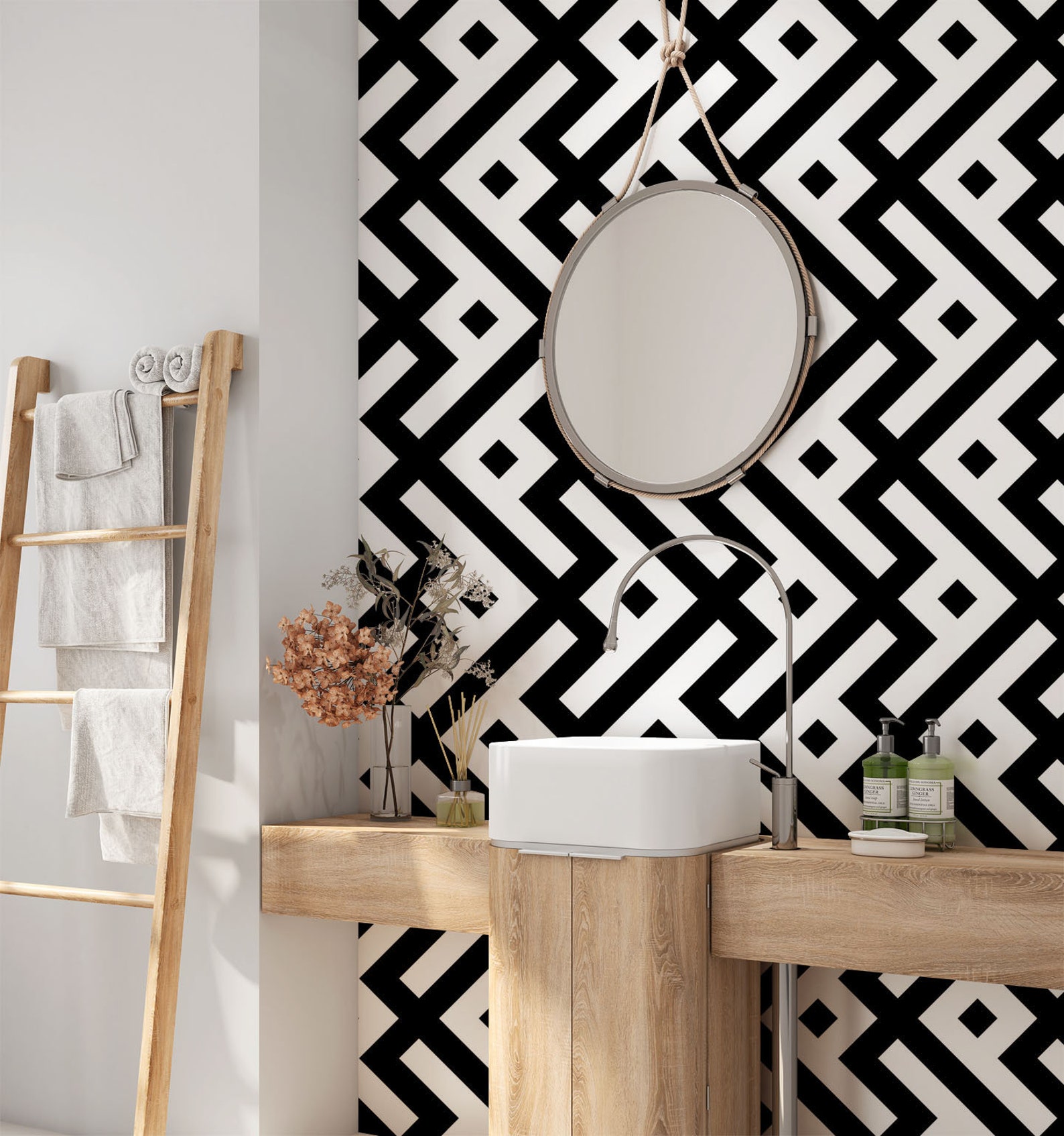 Geometric Wallpaper. Removable Wallpaper. Modern Wallpaper. - Etsy