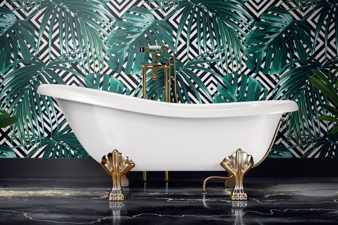 Tropical Removable Wallpaper. Palm Leaves Wallpaper. Modern Wallpaper ...