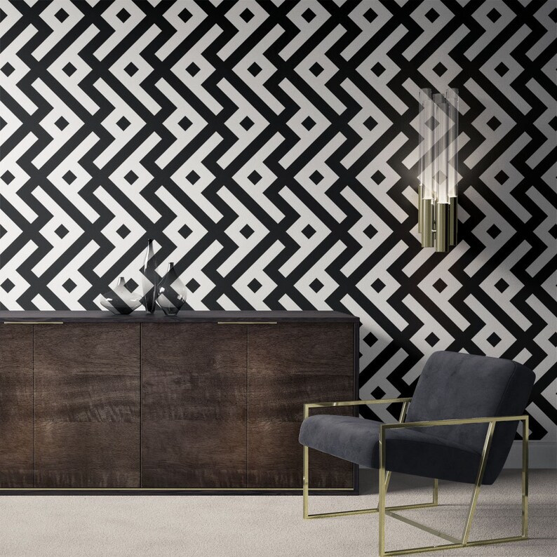 Geometric Wallpaper. Removable Wallpaper. Modern Wallpaper. - Etsy