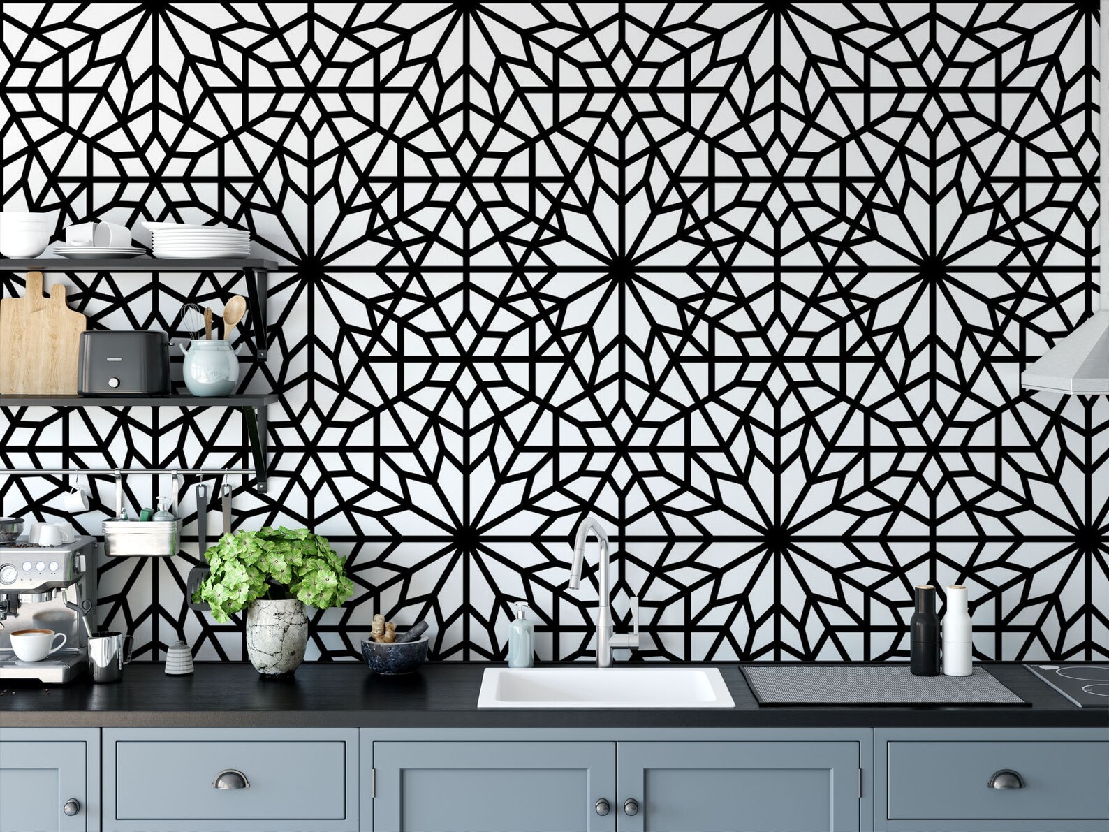 Geometric Wallpaper. Removable Wallpaper. Modern Wallpaper. - Etsy