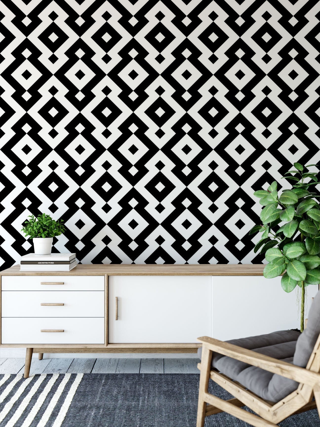 Geometric Wallpaper. Removable Wallpaper. Modern Wallpaper. | Etsy