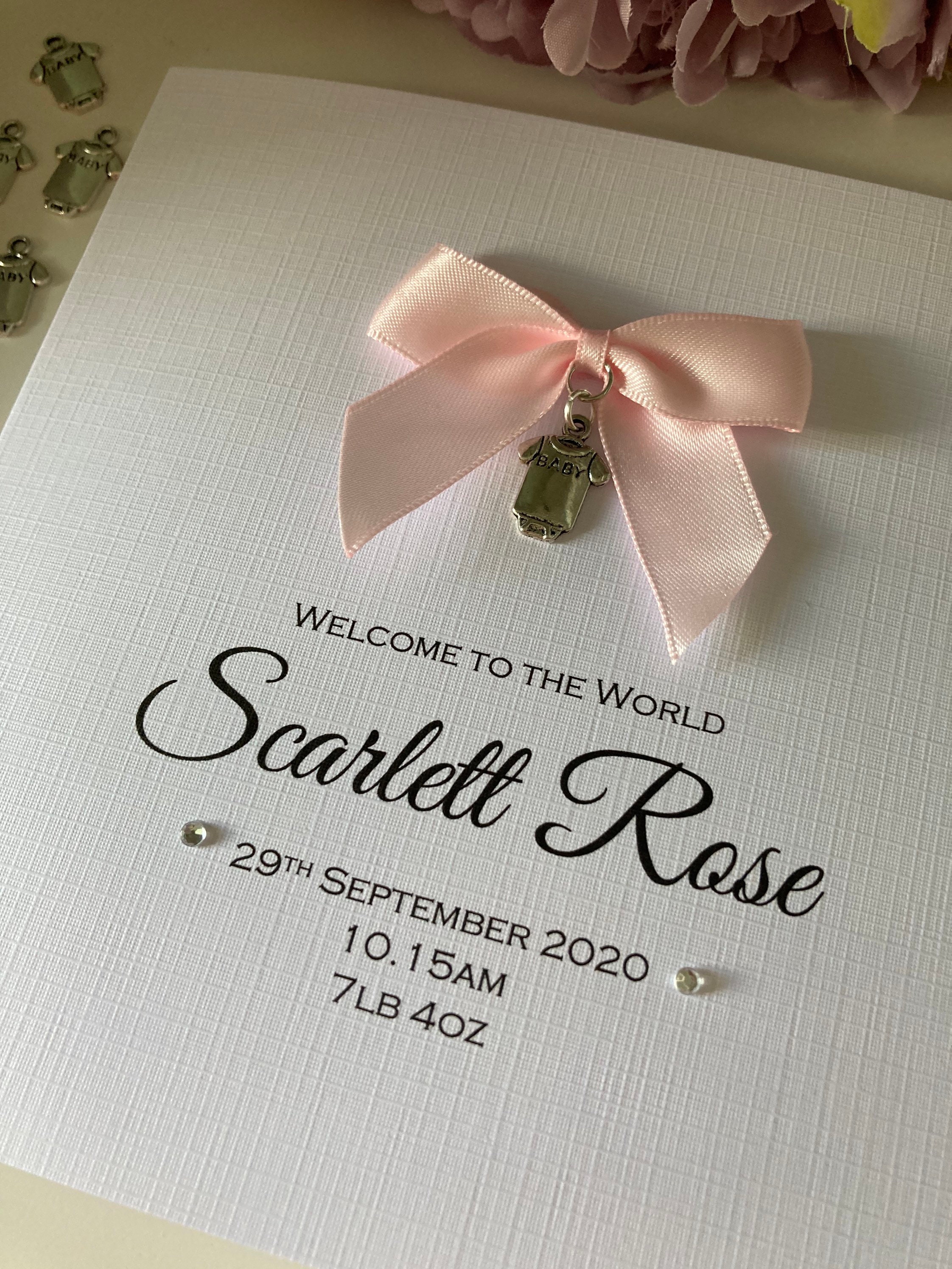 Luxury New Baby Card, Personalised in Pink or Blue - Etsy UK