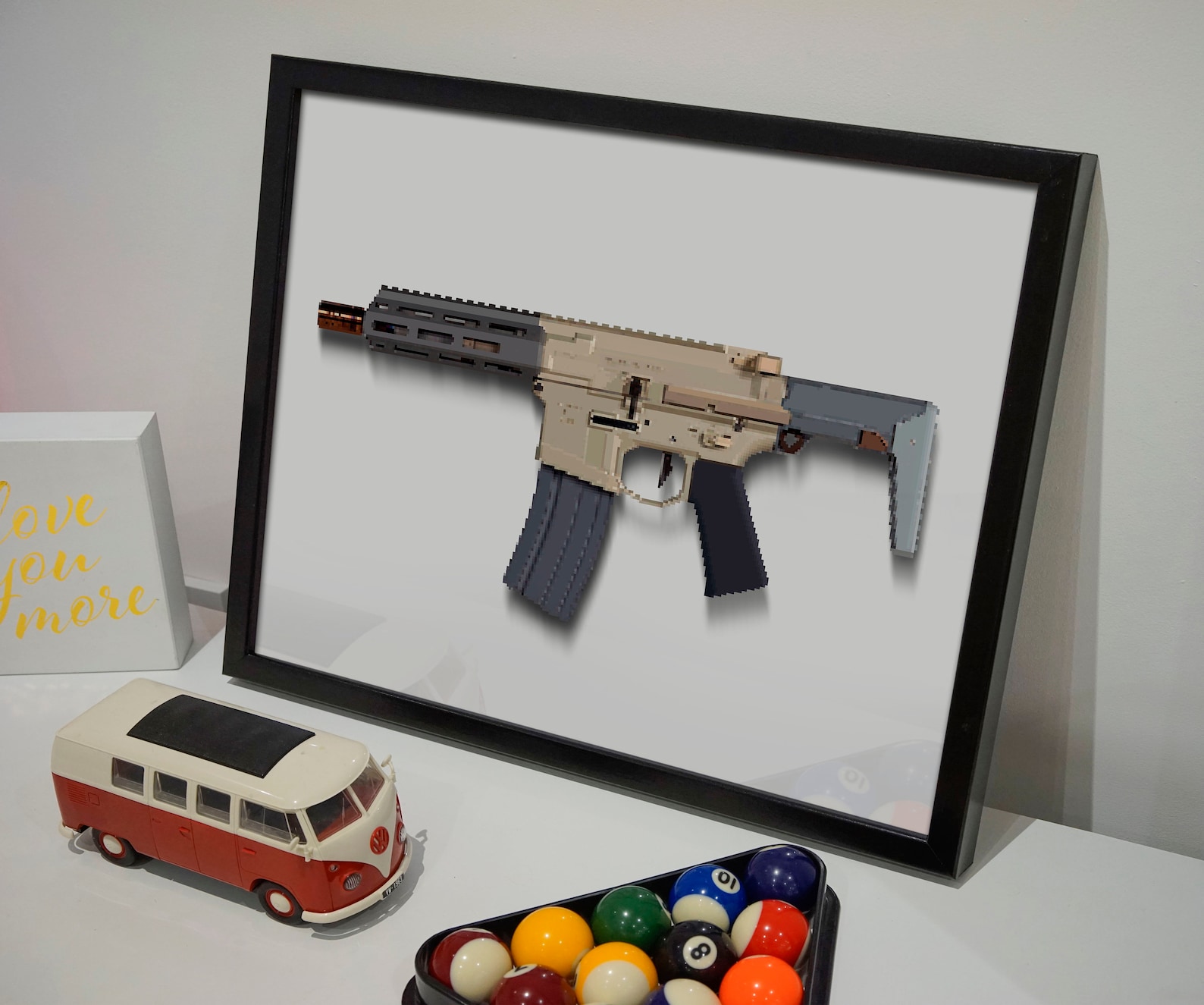 Pixel Art Framed Poster of Honey Badger Rifle, Created Using Individual ...
