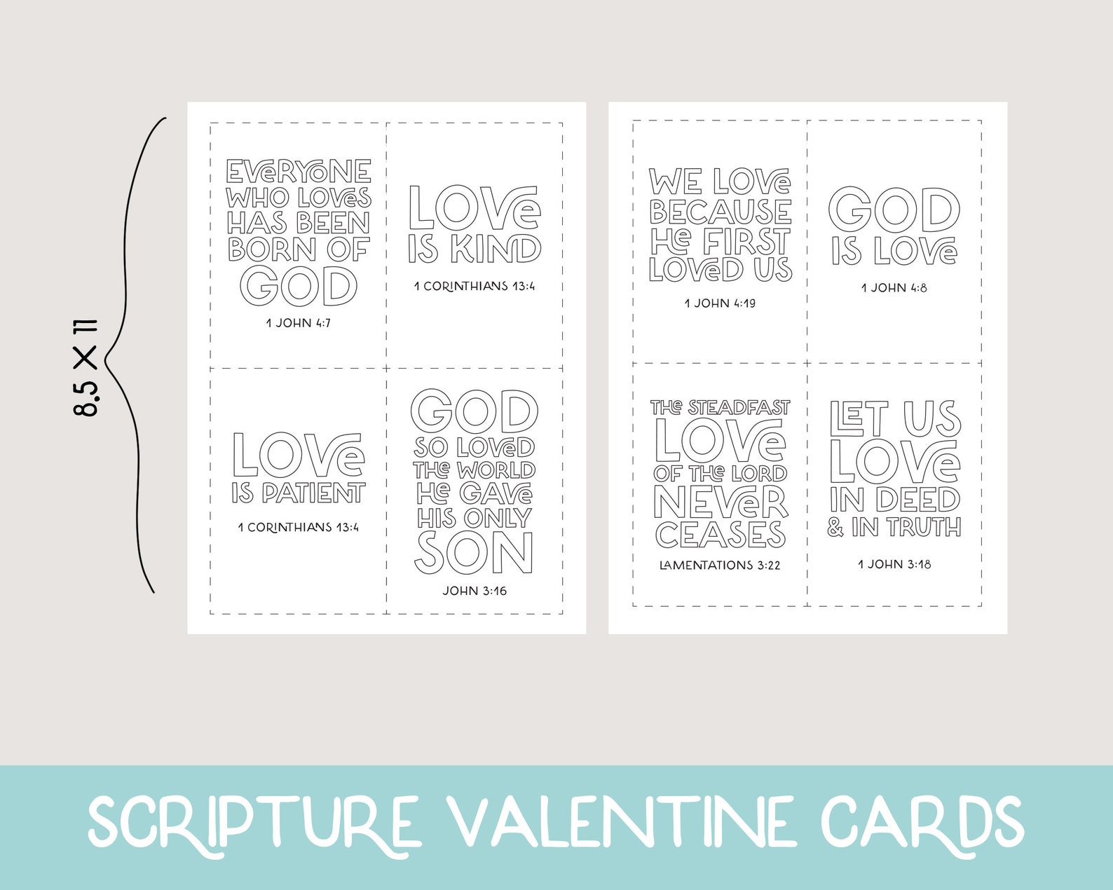 Valentines Day Coloring Card for Kids, Scripture Valentine Cards, Bible ...