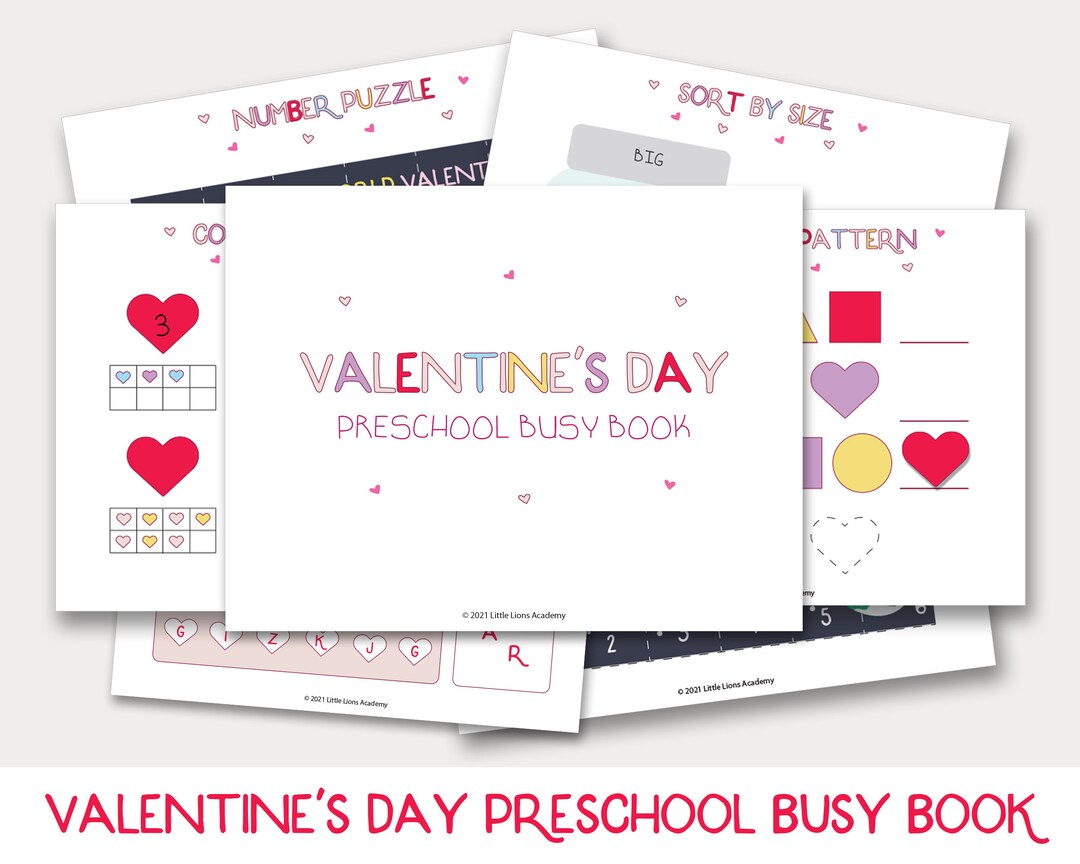 Valentines Day Busy Book, Busy Book Printable, Learning Binder ...