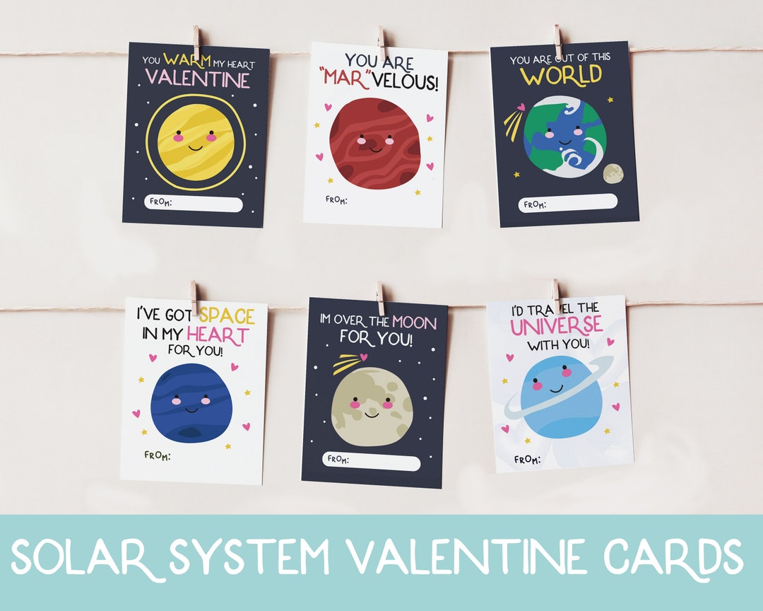 Solar System Valentine Cards, Printable Valentine Cards, Space ...