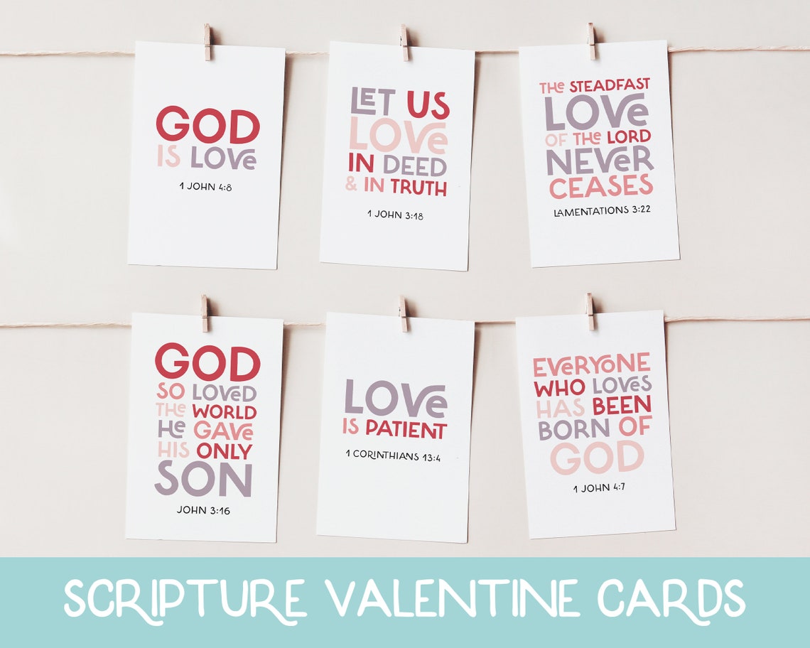 Scripture Valentine Cards, Bible Verse Card, Printable Valentine Cards ...