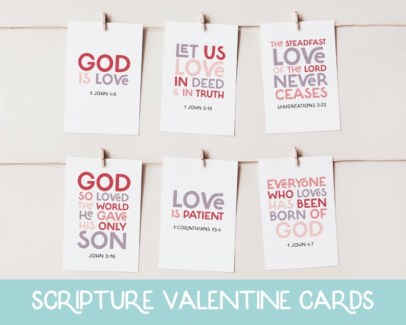 Scripture Valentine Cards, Bible Verse Card, Printable Valentine Cards ...