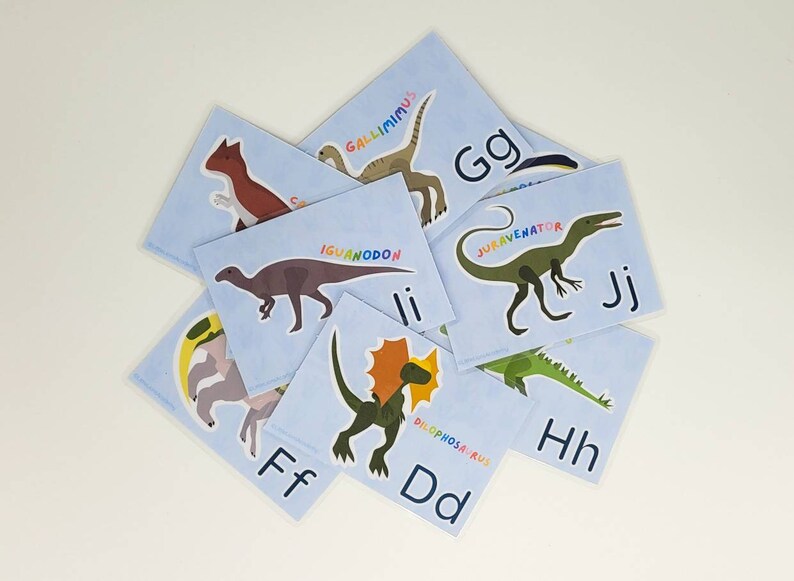 Dinosaur Alphabet Flashcards, Alphabet Printable, ABC Cards, Flash ...