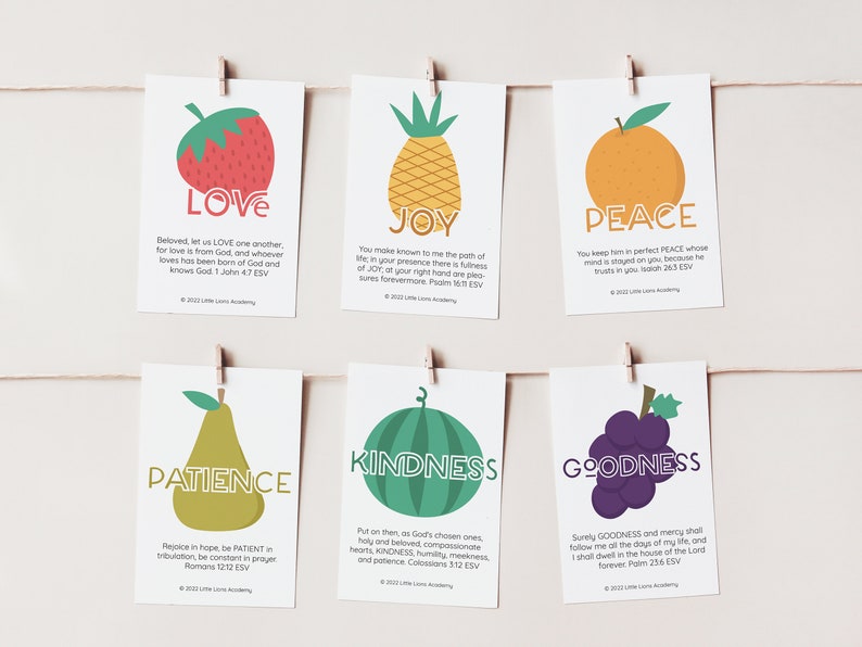 Fruit of the Spirit Flashcards, Fruit of the Spirit Printable, Fruit of ...