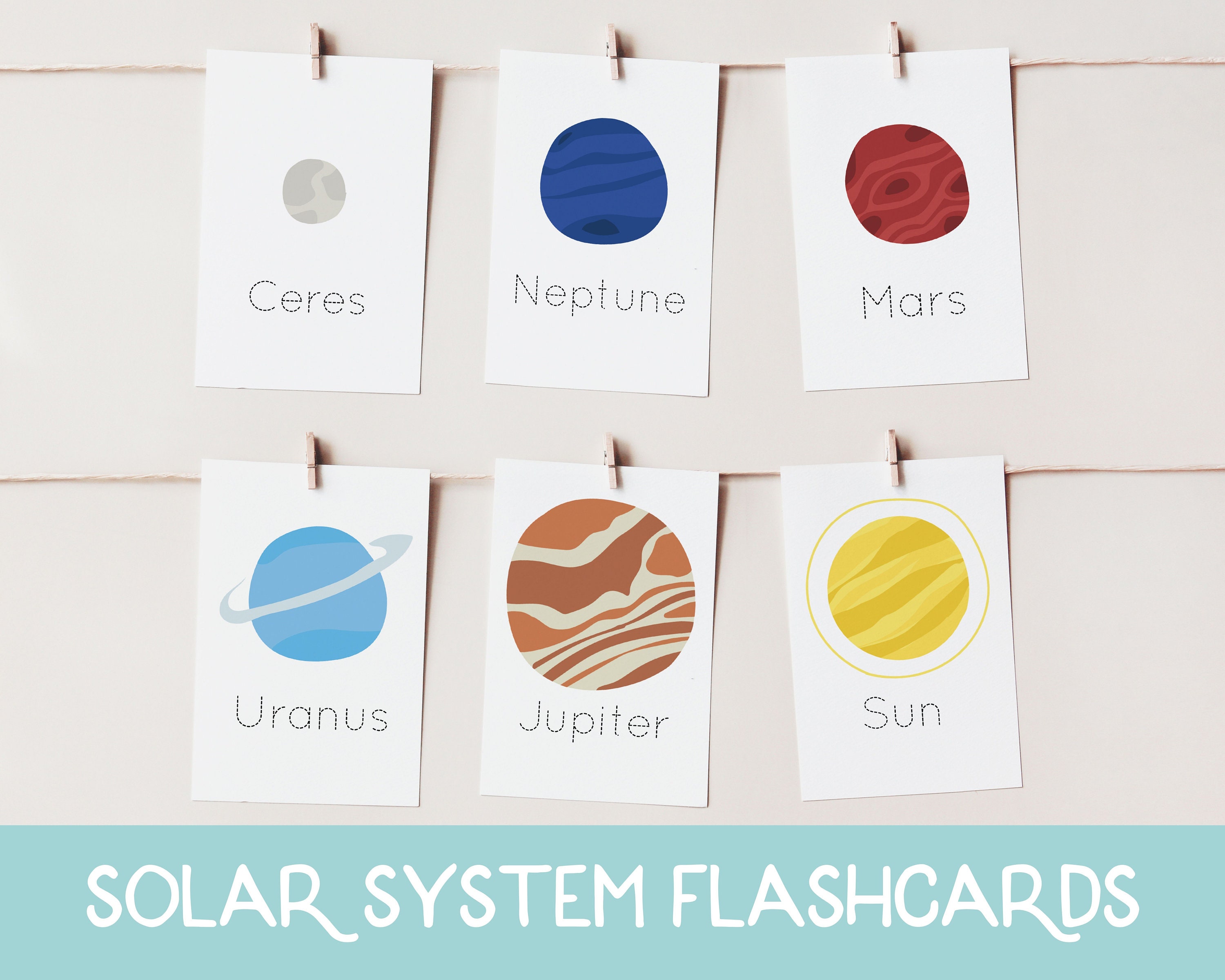 Solar System Flash Cards, Solar System for Kids, Dwarf Planets, Planet ...