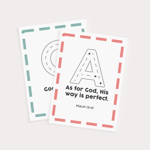 Bible ABC Cards, Alphabet Tracing Cards, Bible Memory Cards for Kids ...