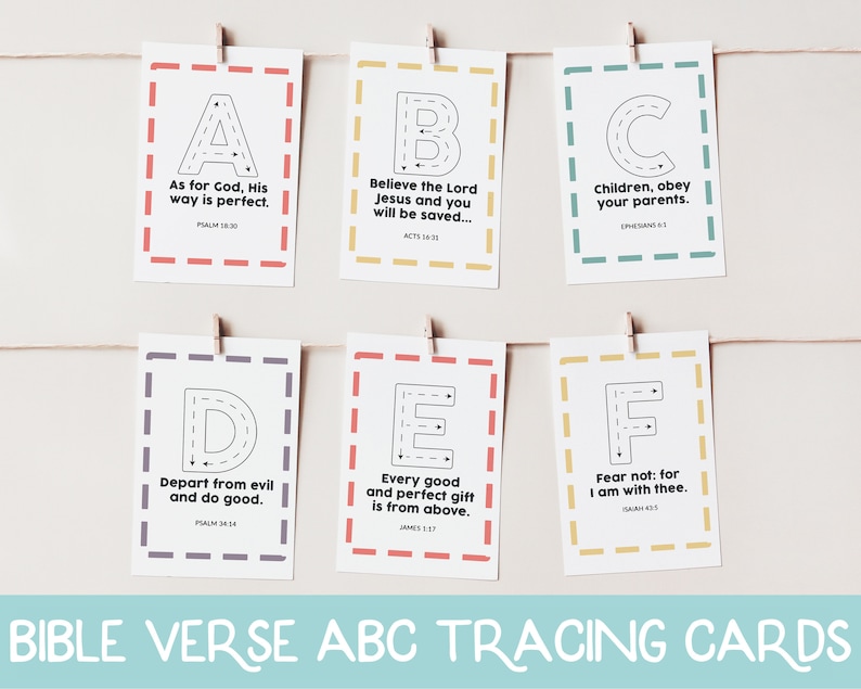 Bible ABC Cards Alphabet Tracing Cards Bible Memory Cards - Etsy Canada