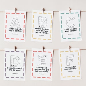 Bible Memory Cards for Kids, Alphabet Tracing Cards, Bible ABC Cards ...
