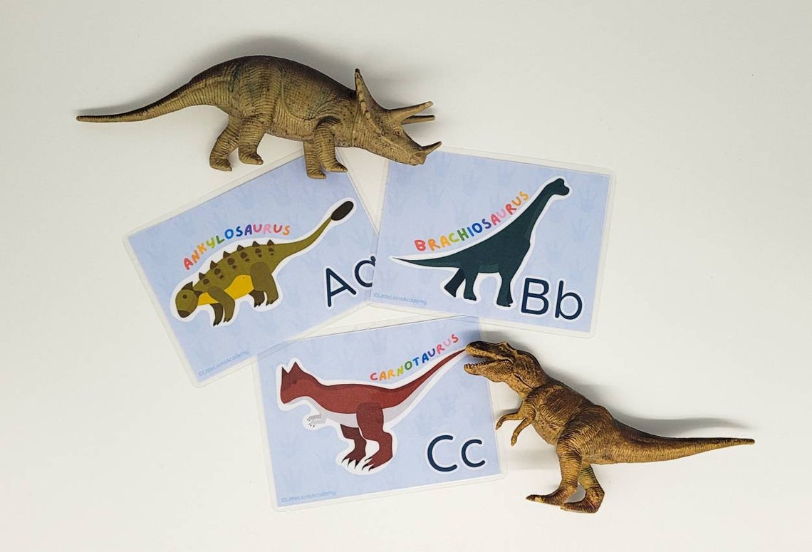 Dinosaur Alphabet Flashcards Alphabet Printable ABC Cards - Etsy