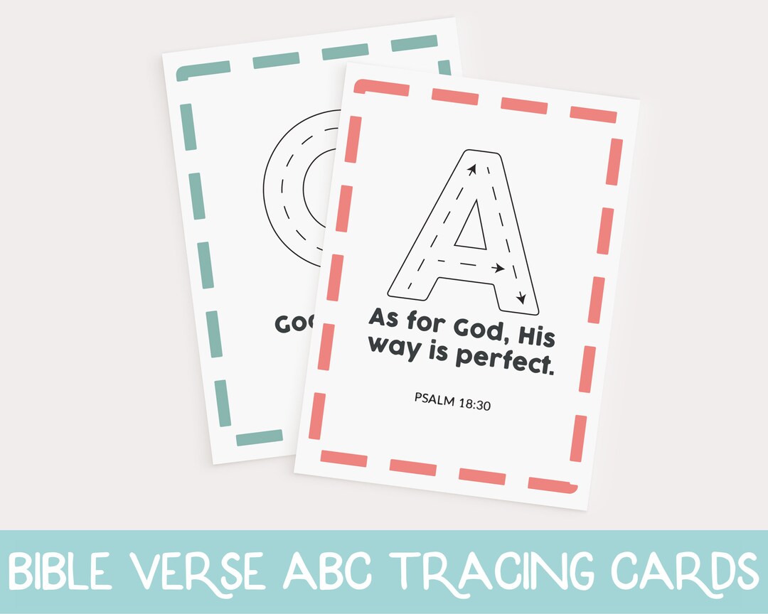 Bible Memory Cards for Kids, Alphabet Tracing Cards, Bible ABC Cards ...