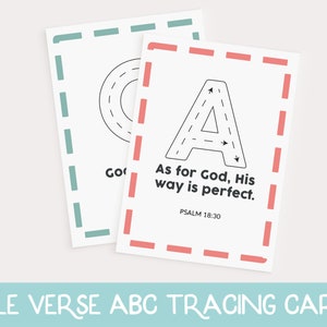 Bible Memory Cards for Kids, Alphabet Tracing Cards, Bible ABC Cards ...