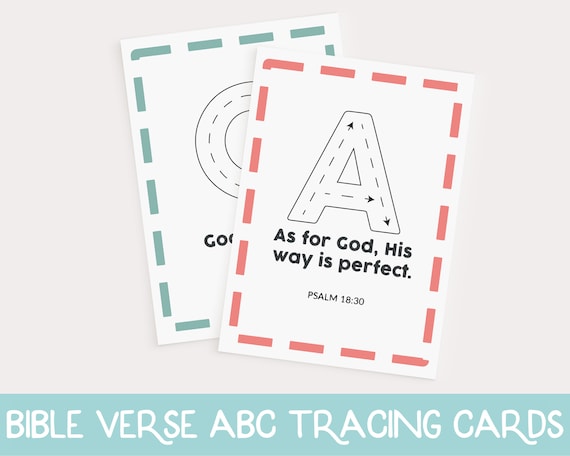 Bible Memory Cards for Kids Alphabet Tracing Cards Bible ABC | Etsy