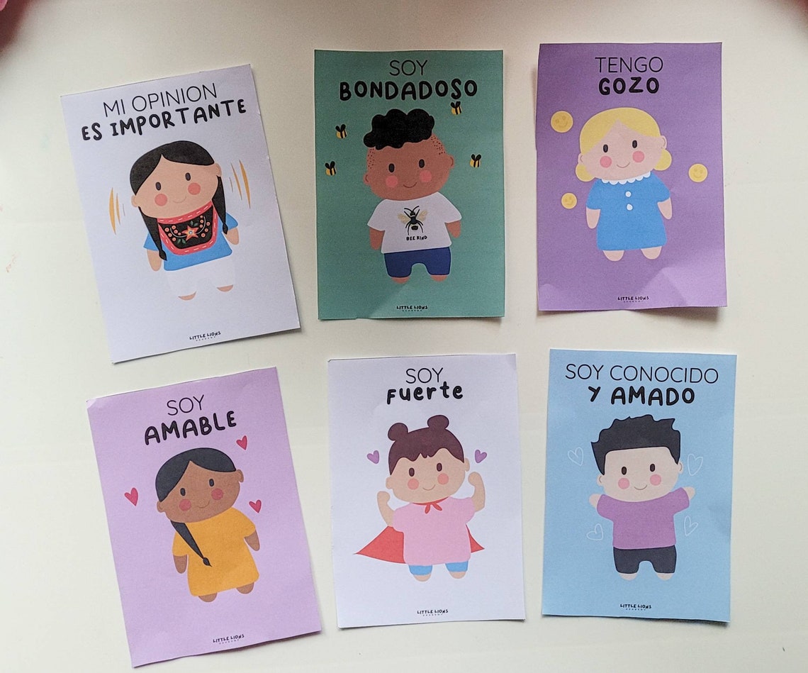 English and Spanish Affirmation Cards for Kids Printable | Etsy