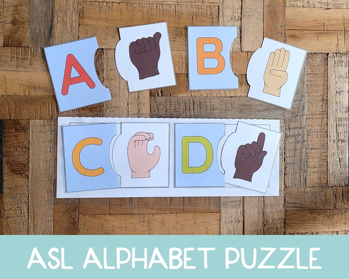 ASL Alphabet Puzzle, Sign Language Alphabet, ASL Print, Signing ...