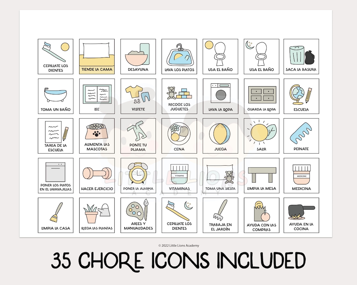 Spanish Chore Chart, Kids Responsibility Chart, Daily Routine Chart ...