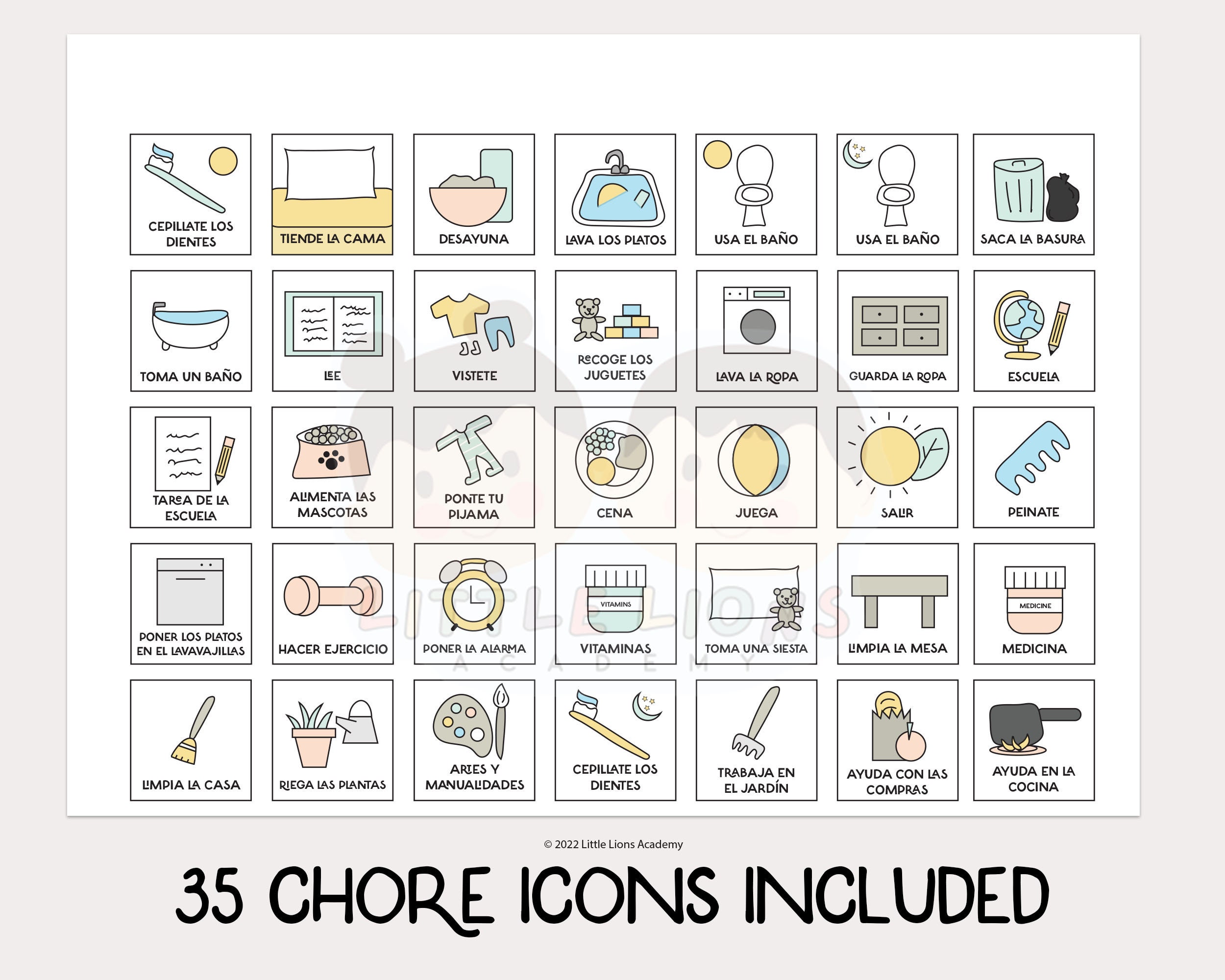 Spanish Chore Chart, Kids Responsibility Chart, Daily Routine Chart ...