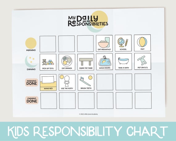 Kids Responsibility Chart Daily Routine Chart Daily Routine | Etsy