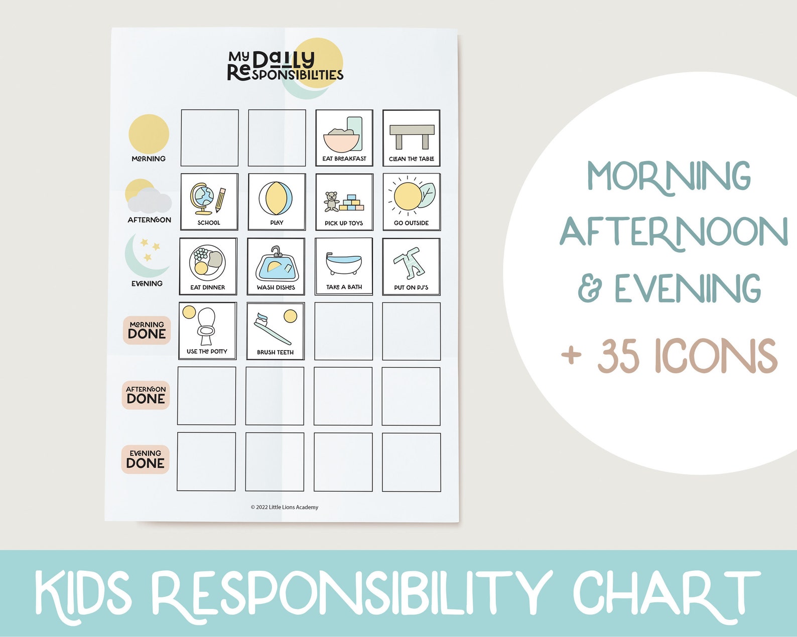 Kids Responsibility Chart, Daily Routine Chart, Daily Routine for ...