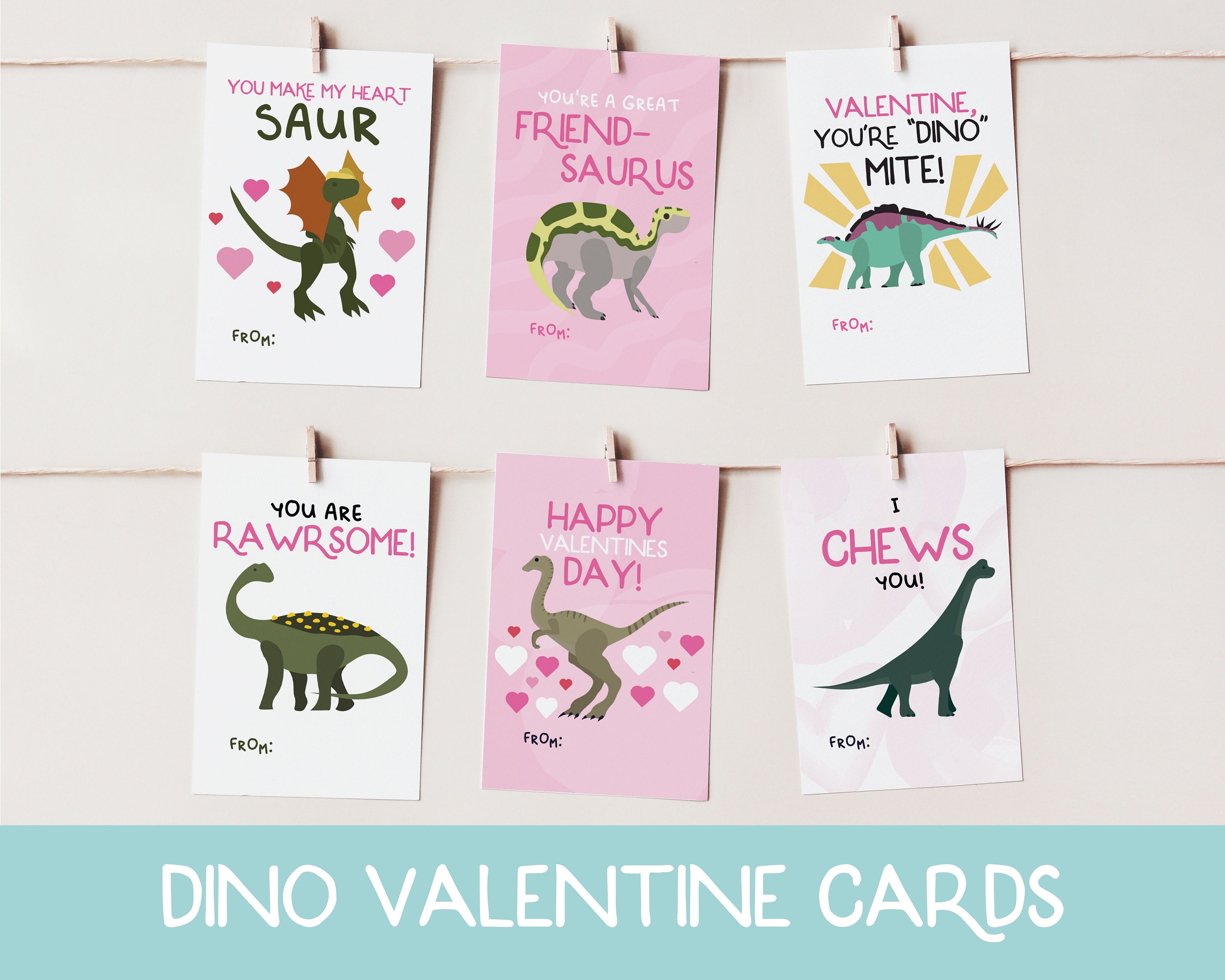 Dinosaur Valentine Cards, Printable Valentine Cards, Dino Valentine ...