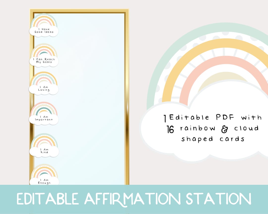 Editable Affirmation Station, Printable Affirmation Cards for Kids ...