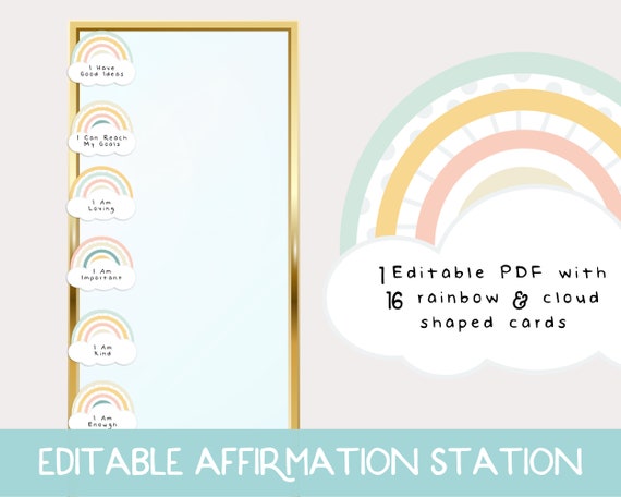Editable Affirmation Station Printable Affirmation Cards for - Etsy
