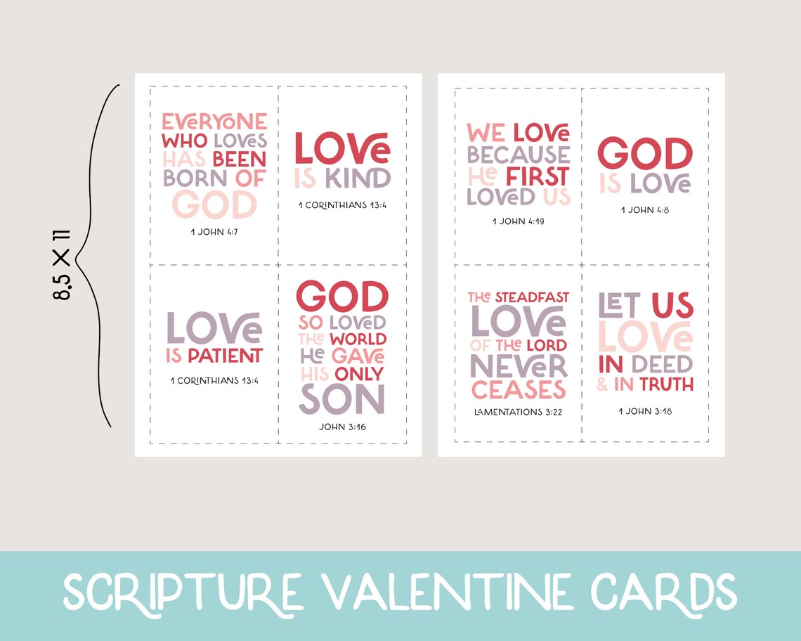 Scripture Valentine Cards, Bible Verse Card, Printable Valentine Cards ...