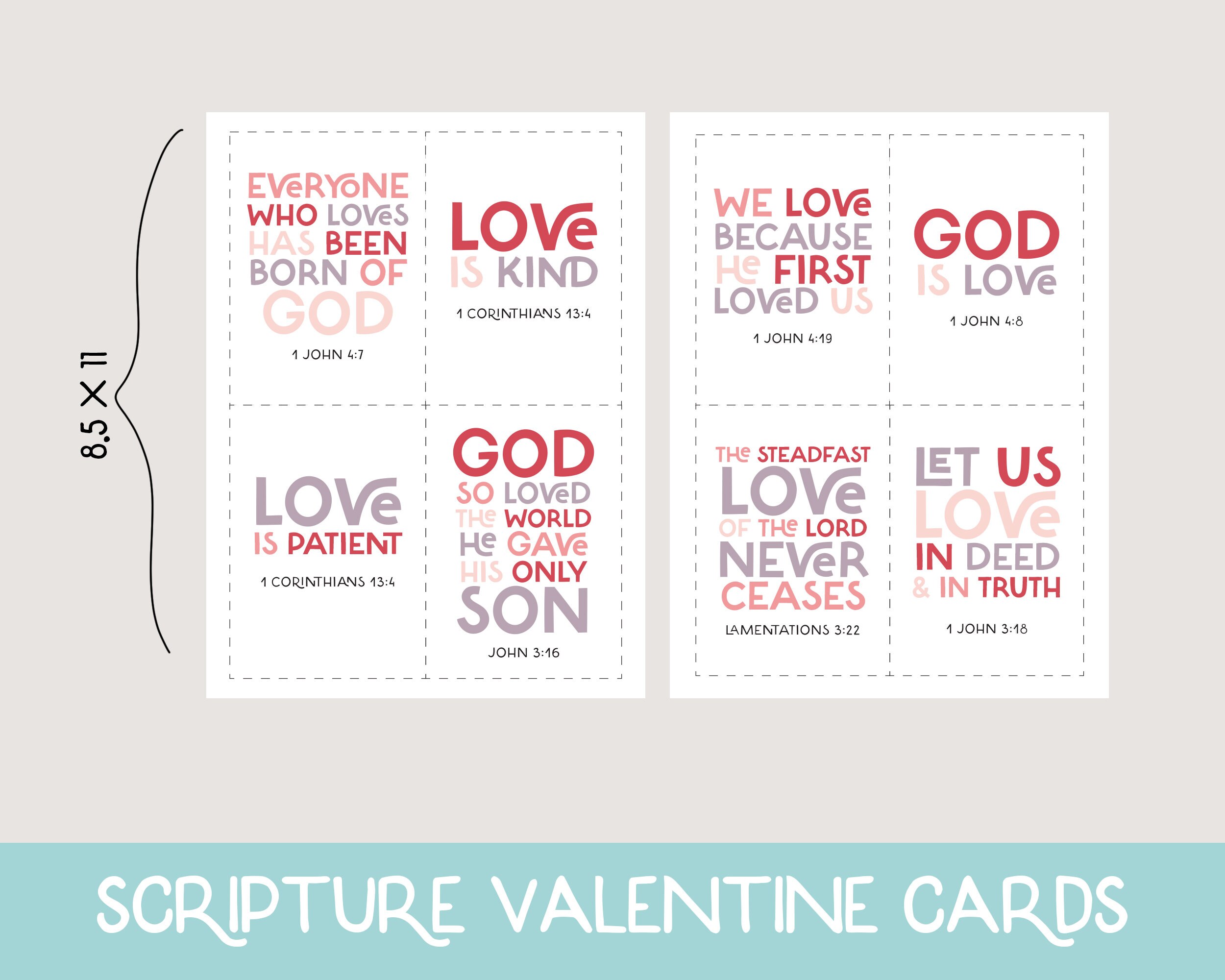 Scripture Valentine Cards, Bible Verse Card, Printable Valentine Cards ...