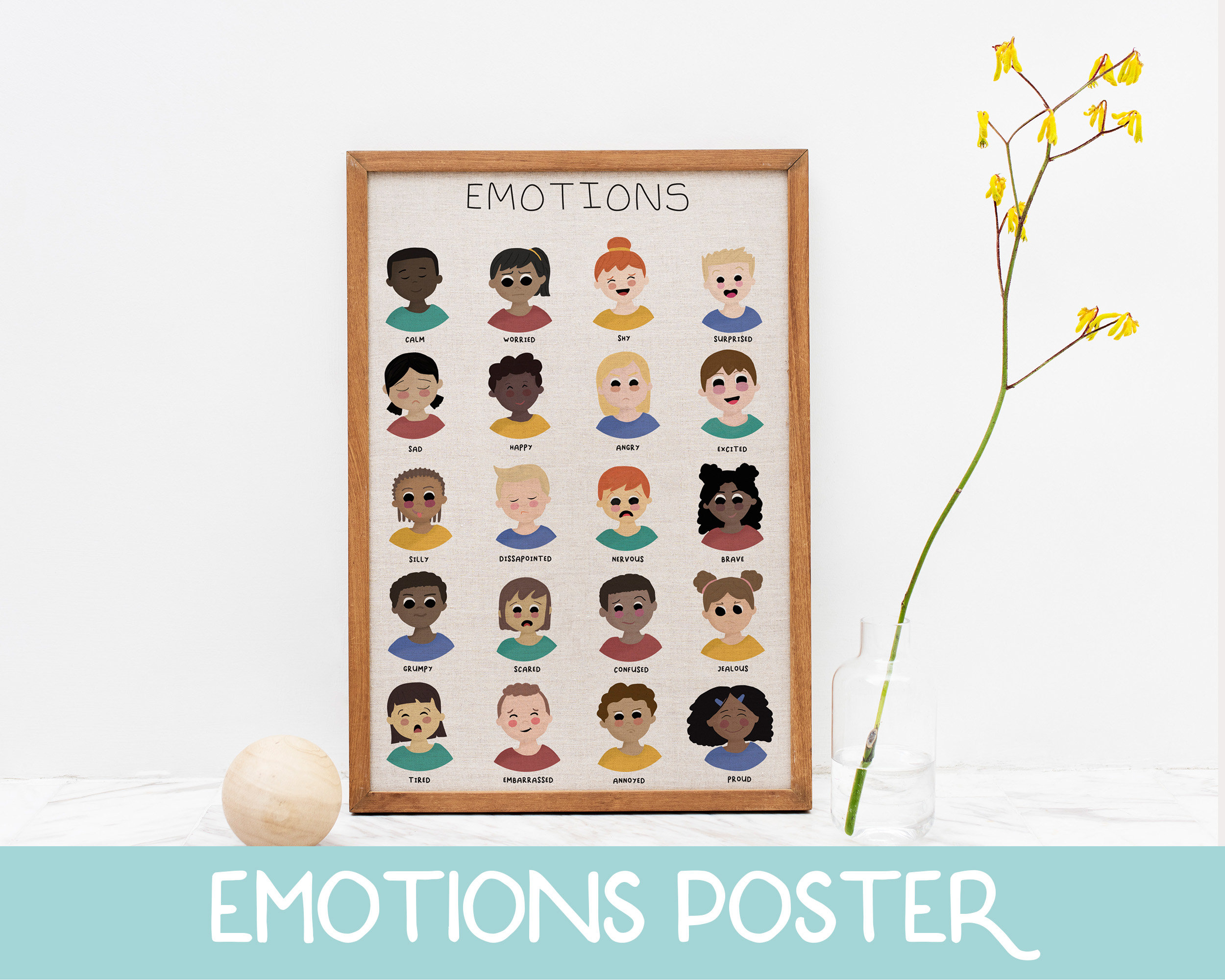 Emotions Poster, Kids Emotions Poster, Diversity Poster, Printable Wall ...