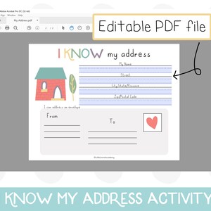 Editable Address Kids Activity, Address Practice, Homeschool Printable ...